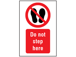 Do not step here symbol and text safety sign. | PS1900 | Label Source