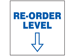 Re-order level, arrow down, sign. | JT190 | Label Source