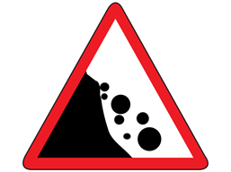 Beware falling rocks from the left sign | RTS153 | Label Source